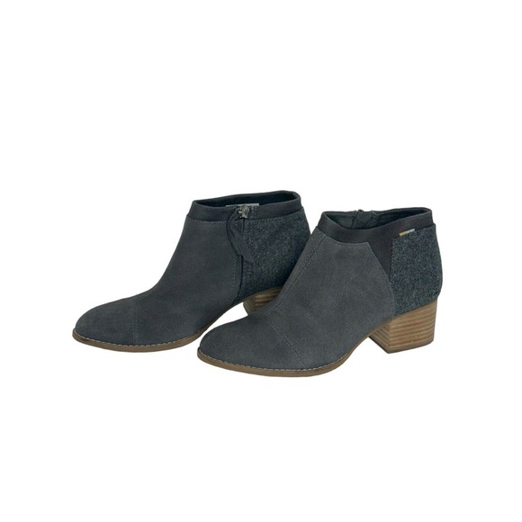 Toms | Shoes | Toms Loren Size 6 Stacked Heel Forged Iron Gray Ankle ...